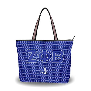 BBGreek Zeta Phi Beta Paraphernalia - Market Tote or Shoulder Bag - Honeycomb - Official Vendor