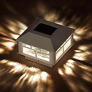 POWGDLT Solar Post Cap Lights Outdoor 20 Lumen Double LED Fence Post Solar Powered Waterproof Light for 4x4 or 5x5 Wood Posts in Patio, Deck or Garden Decoration,8 Pack (White)