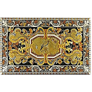48" x 24" Inch Black Marble Dining Table/Coffee Table Italian Pietra Dura Design Outdoor Indoor Table, Office Table, Conference Table