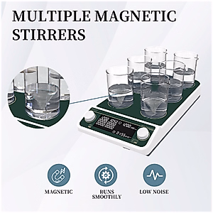 LABHOUSE Lab Multi Place Magnetic Stirrer 6-Position Magnetic Stir Plate 50-1500RPM Synchronization & Asynchronous Speed & Timing Control