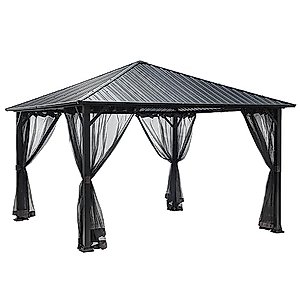 LAUREL CANYON 10 Ft. x 10 Ft. Galvanized Steel Hardtop Gazebo with Mosquito Netting