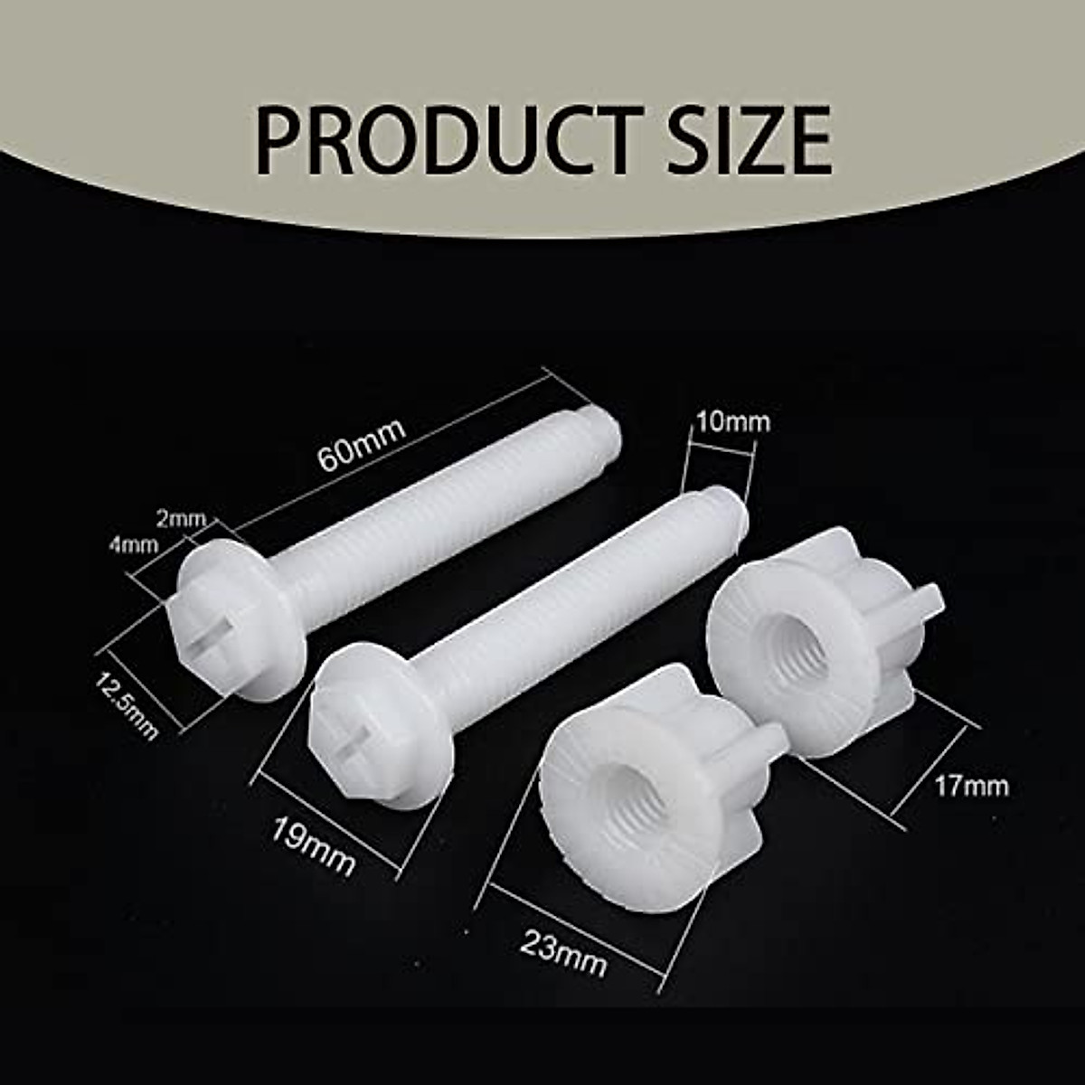 2Pack Toilet Seat Screws Replacement Universal White Plastic Toilet Seat Hinge Bolt Screw for Fixing the Top Toilet Seat, White