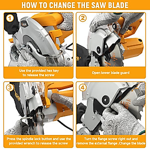 Hoteche Miter Saw 8-1/4-Inch Table Saw 11-Amp Single Bevel Compound Saw Chop Wood Circular Saw with Saw Blade