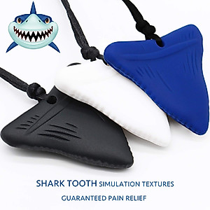 Shark Tooth Sensory Chew Necklace (6 Pack) - Chewing Necklace Teething Necklace Teether Necklace Chew Toys for Kids, Boys or Girls - Teething Toys Designed for Chewing, Autism Sensory Teether Toy