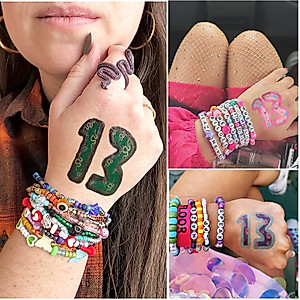 Tuoshei 30 Pcs Eras Tour Merch,13 Temporary Tattoo,13 Tattoo, Hand Tattoo, Eras Tour Accessories, Concert Accessories for Swifties Gifts