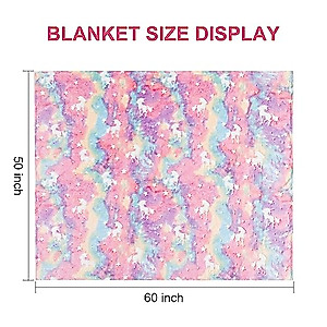 QSTEHEML Glow in The Dark Unicorn Throw Blanket for Boys Girls, Luminous Rainbow Blanket Birthday for Toddler Kids, Cozy Soft Fluffy Flannel Fleece Nap Sleep Blankets, 50" x 60"