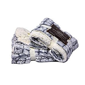 Blue Ridge Home Fashions Micromink Luxury Sherpa Blanket Reversible Throw Size 50 x 60'' Cozy Blanket Extra Warm Super Soft Cozy Plush for Couch/Bed -Navy, 2PACK, (K418242)