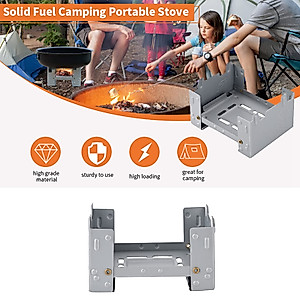 Camping Stove, Folding Pocket Stove Lightweight Alcohol Stoves Portable Stove Folding Burning Stove Solid Fuel Tablet Pocket Stove Survival Stove for Picnic BBQ Camp Hiking