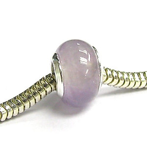 Dreambell 925 Sterling Silver Natural Amethyst Bead for European Charm Bracelets