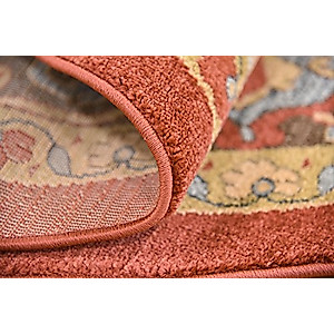 Unique Loom Sahand Collection Traditional Geometric Classic Red Round Rug (8' 0 x 8' 0)