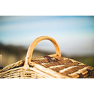 PICNIC TIME Piccadilly Picnic Basket - Romantic Picnic Basket for 2 with Picnic Set, (Red & White Plaid Pattern)
