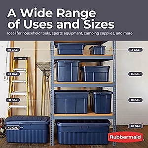 Rubbermaid Roughneck️ Storage Totes 14 Gal, Durable Stackable Storage Containers, Great for Dry Food Storage, Clothing, Camping Gear and More, 6-Pack