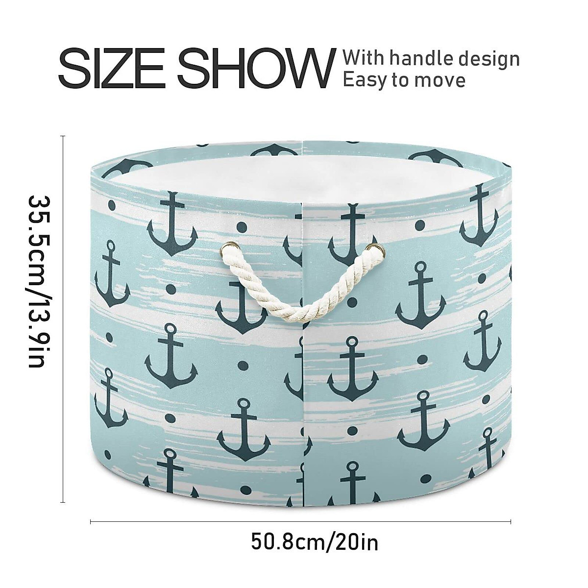 Anchors Cotton Rope Basket Blue Baby Laundry Basket for Blankets Toys Storage Basket Bins Box Organizer Basket