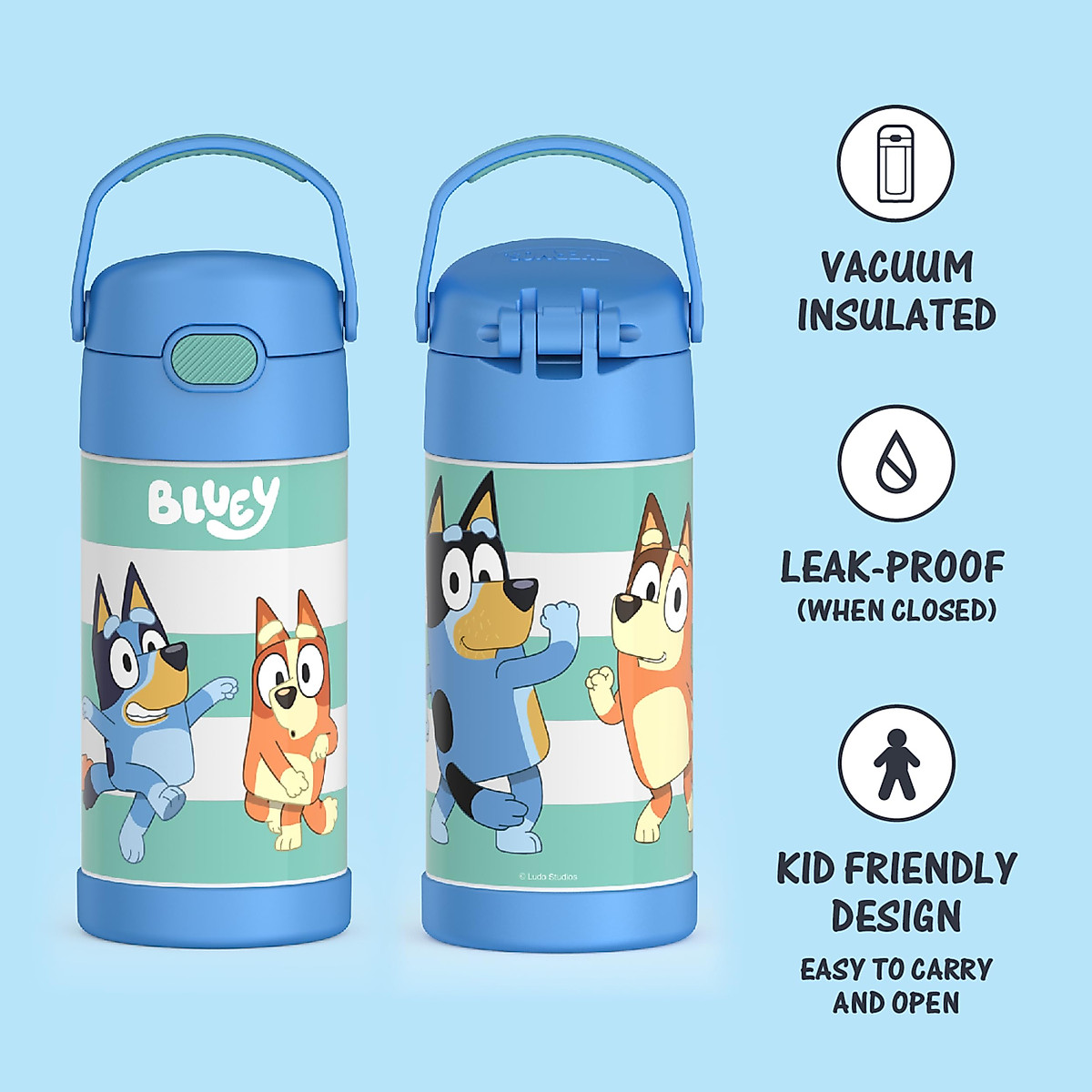 THERMOS FUNTAINER 12 Ounce Stainless Steel Vacuum Insulated Kids Straw Water Bottle Bundle (2 pieces)
