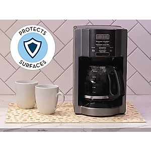 S&T INC. Coffee Mat, Absorbent Coffee Bar Mat for Coffee Maker and Espresso Machine, Coffee Maker Mat for Countertops, Coffee Beans Print, 14 in. x 20 in., 1 Pack