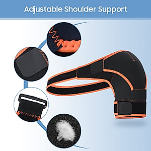 Shoulder Stability Brace, Compression Sleeves Recovery Rotator Cuff Support Wrap with Pressure Pad Adjustable Breathable Arm Strap for Men Women AC Joint Pain Relief Injuries Tears Dislocated