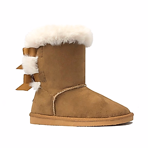 REDVOLUTION New Kids Classic Snow Boots Faux Fur Midcalf Outdoor Boots (Big Kid) (450 camel, numeric_2)