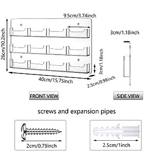 Qunclay 2 Pack 12 Pocket Acrylic Vertical Business Card Holder Wall Mount Multiple Pocket Wall Mount Rack Clear Sticker Display Rack Gift Card Display Stand for Home Office Table (Horizontal Version)