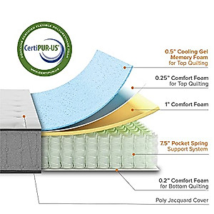 ZINUS 10 Inch Comfort Support Cooling Gel Hybrid Mattress, King, Tight Top Innerspring Mattress, Motion Isolating Pocket Springs, Mattress in A Box