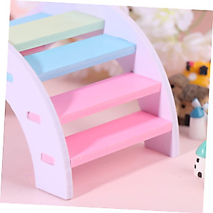 Ipetboom Chinchilla Toys Hamster Wooden Ladder Bridge Rat Chew Toy Guinea Pigs Climbing Toy Small Animals Cage Accessories for Chinchillas Gerbil Mice Ferret Rainbow Color Hamster Toys