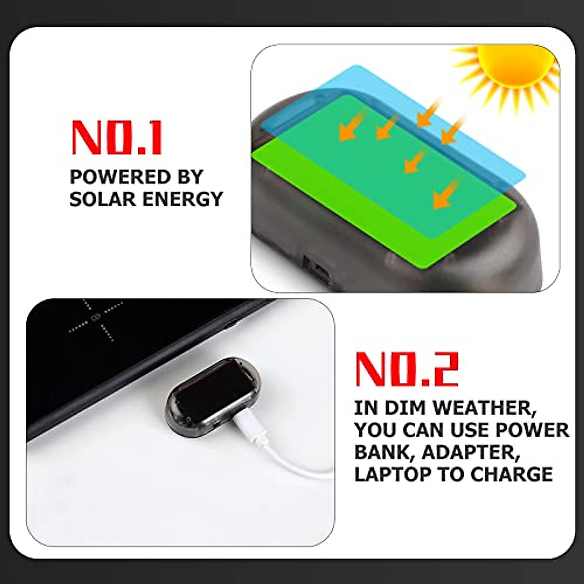 Car Solar Power Simulated Dummy Alarm Warning Anti-Theft LED Flashing Security Light Fake Lamp((2Red)