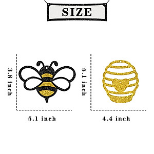 Maicaiffe Honey Bumble Bee Hanging Swirl Decorations - Glitter 22 Pcs Bee Baby Shower Party Supplies - Baby Birthday - Engagement - Wedding Streamers - Bee Theme Party Foil Swirls Ceiling Decorations