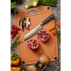 Mercer Culinary Composite Cutting Board-17.25" X 11.75",W/SIL Feet/Channel, Small, Tan