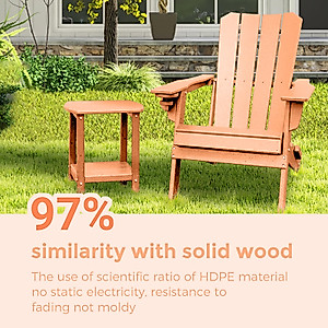 GARDENSTAR Adirondack Square Outdoor Side Table,2-Tier Storage Patio Side Table, HDPE End Tables for Backyard Pool Porch Garden Lawn GoldenYellow