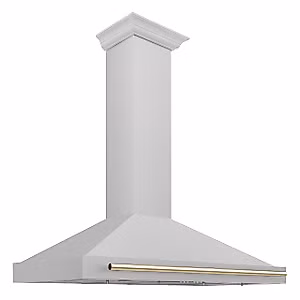 ZLINE 48 in. Autograph Edition Convertible Fingerprint Resistant DuraSnow® Stainless Steel Range Hood with Polished Gold Handle (KB4SNZ-48-G)