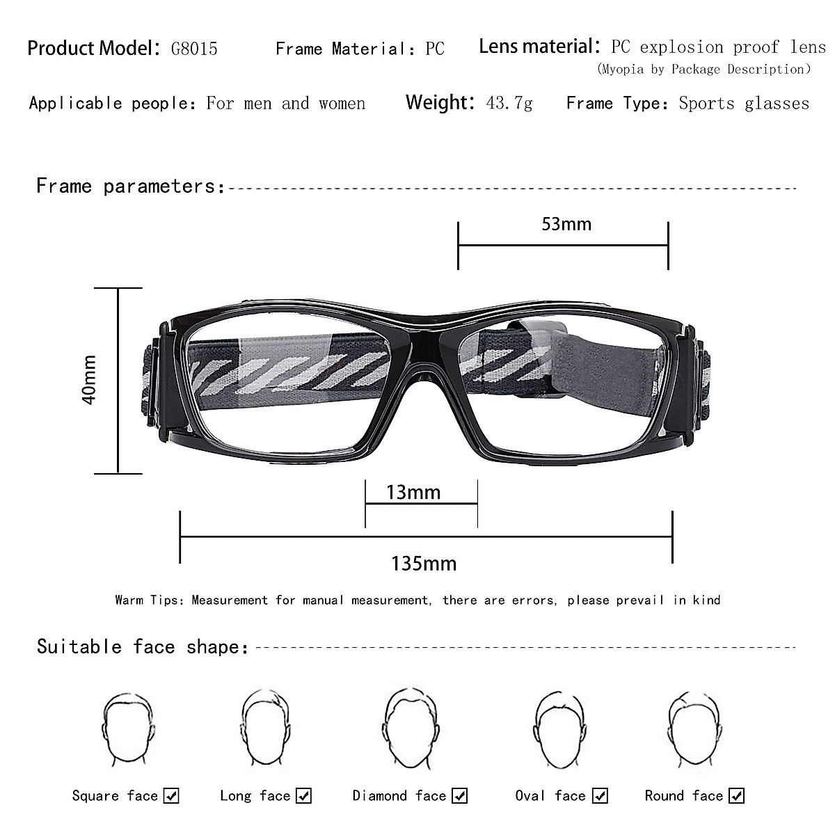 SooGree Racquetball Goggles - Sports Glasses Basketball Football Protective Eyewear Anti Fog Shock Absorption with Adjustable Strap (G8015 Black frame black pad)