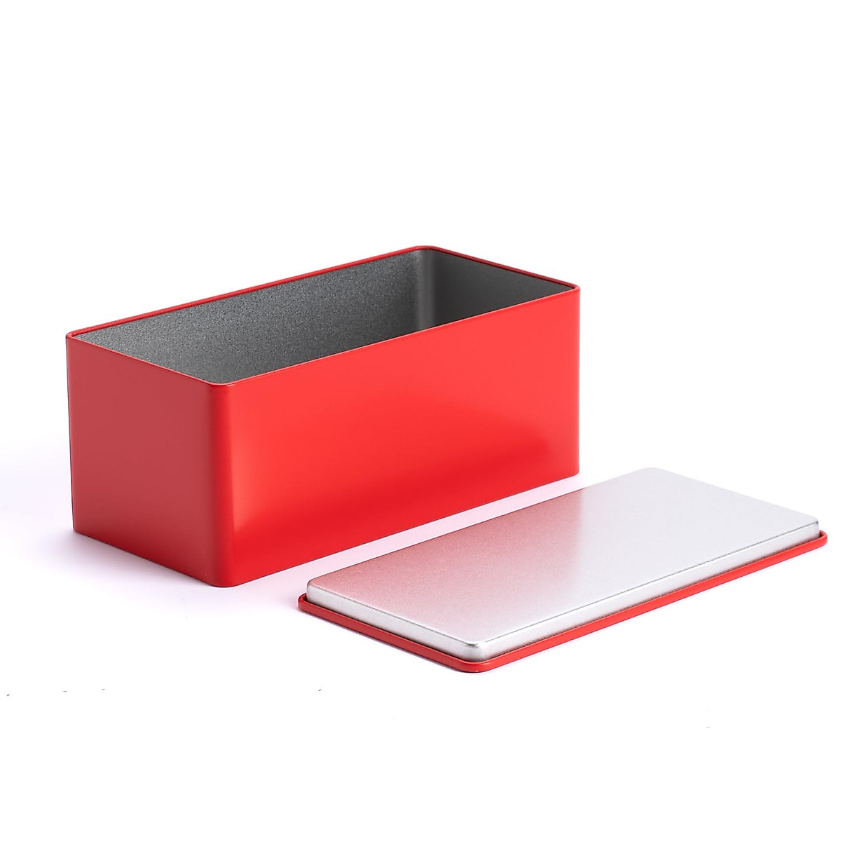 Tianhui Rectangle Metal Boxes Tin container for Small Storage Container Kit with Lid Keeping Biscuit,Tea,Coffee,Cookies, Food,Flour,Baked Goods Storage 6.3 x 3.15 x 2.68 inch (Red)