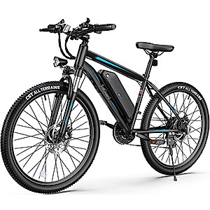 Wooken Electric Bike, Bike for Adults 27.5'' E-Bikes with 500W Motor, 21.6MPH Mountain Lockable Suspension Fork, Removable Battery, Professional 21 Speed Gears Bicycle