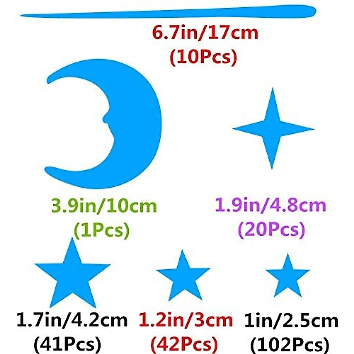 Glow in The Dark Stars Stickers for Ceiling and Wall, 216 Pcs Glowing Stars for Ceiling,Star Wall Decals for Kids Baby Room Birthday Gift