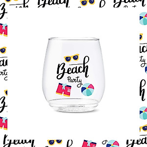 TOSSWARE POP 14oz Vino Summer Sips 1 Series, SET OF 6, Premium Quality, Recyclable, Unbreakable & Crystal Clear Plastic Wine Glasses