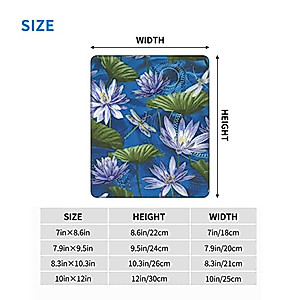 Water Lily and Dragonfly Unique Mouse Pad, Anti-Slip Wear Comfortable Feel, Game Office Home Rubber Base Computer Mouse Pad