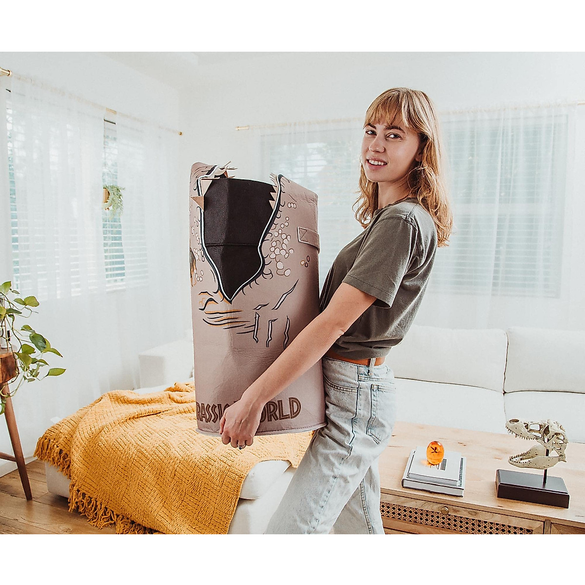 Ukonic Jurassic World Open-Mouth T-Rex Clothes Hamper, Laundry Basket | Storage Organizer for Blankets, Toys