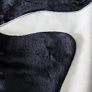 Faux Fur Cowhide Rugs (5 * 7 ft), Machine Washable Cow Print Area Carpet Black Color with Non-Slip Suede Backing, Durable & No Shedding