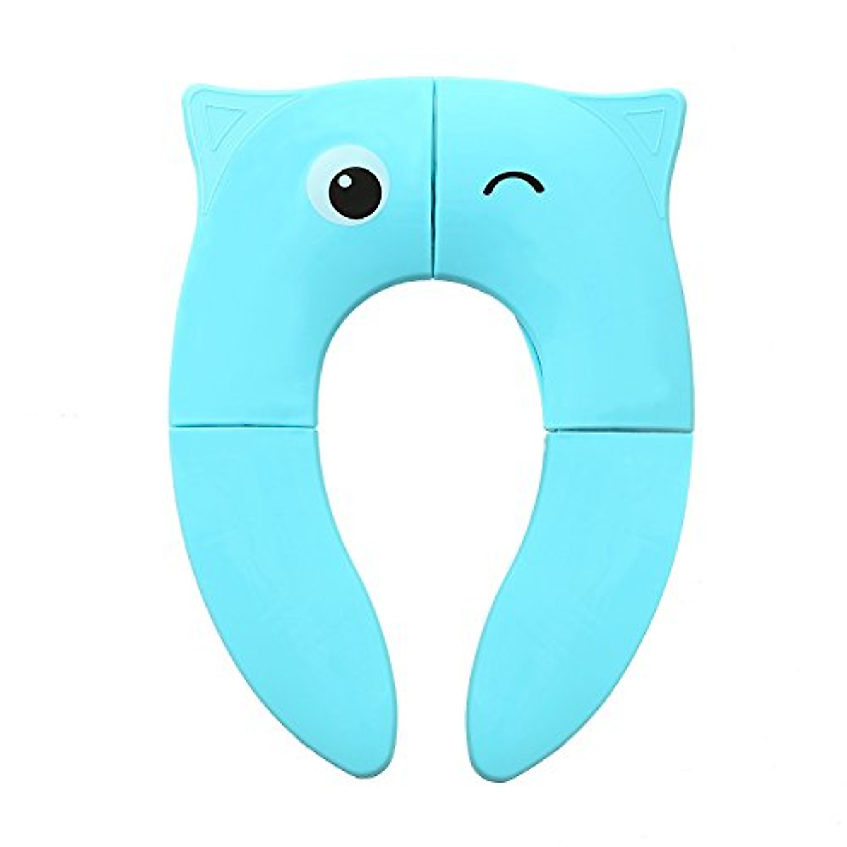 Travel AID Folding Portable Potty Training Toilet Seat Cover Liner, Portable Reusable with Non-Slip Silicone Pads and Carry Bag, for Babies, Toddlers, Kids, Owl Shape (Blue)