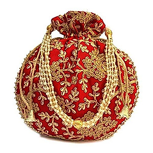 Pack of 20 India Gift Hub Traditional Indian Potli, Women Handbag, Handmade Bag,Gift, Clutch Purse, Wedding