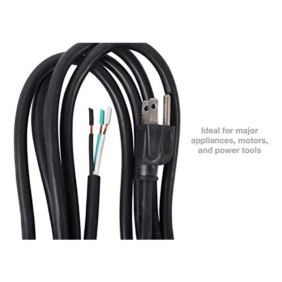 Bergen Industries Inc PS913163 3-Wire Appliance and Power Tool Cord, 9 ft, 16 AWG, 13A/125V AC, 1625w , Black