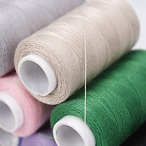 Ryalan 12 Color Set of Polyester All-Purpose Sewing Threads Prewound Bobbin Thread Plastic for Embroidery and Sewing Machine DIY Embroidery Thread Sewing Thread 382 Yards/350 m Each (12 pieces)