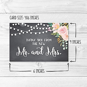 24 Pink Gold Wedding Thank You Cards With Envelopes Wedding Thank You From The New Mr And Mrs Cards - Mr And Mrs Thank You Cards Wedding With Envelopes, Bride Thank You Wedding Cards With Envelopes