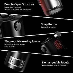 MHW-3BOMBER Camping Airtight Coffee Canister with Humidity Monitor, Travel Vacuum Coffee Storage Container with Magnetic Measuring Scoop for Grounds Coffee, Beans, CO2 Exhaust Valve, S6140B-OS