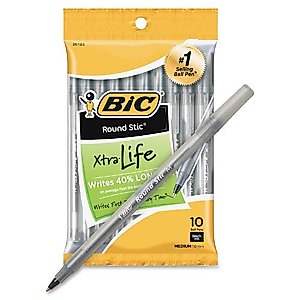 Bic Xtra Life Pens 10 Pack of Bic Quality Black Pens