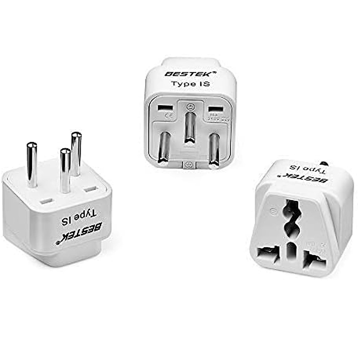 BESTEK Israel Travel Plug Adapter, Grounded Universal Type H Plug Adapter Israel to US Adapter - Ultra Compact for Israel, Palestine and More, 3 Pack