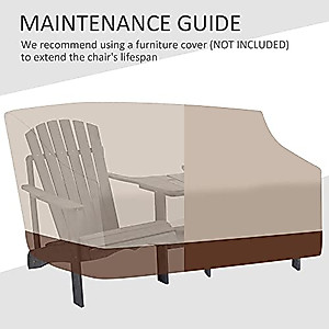 Outsunny Fire Pit Seating, 2 Wooden Adirondack Chairs with Outdoor Table & Umbrella Hole, Wood 2 Person Double Adirondack Bench, Gray