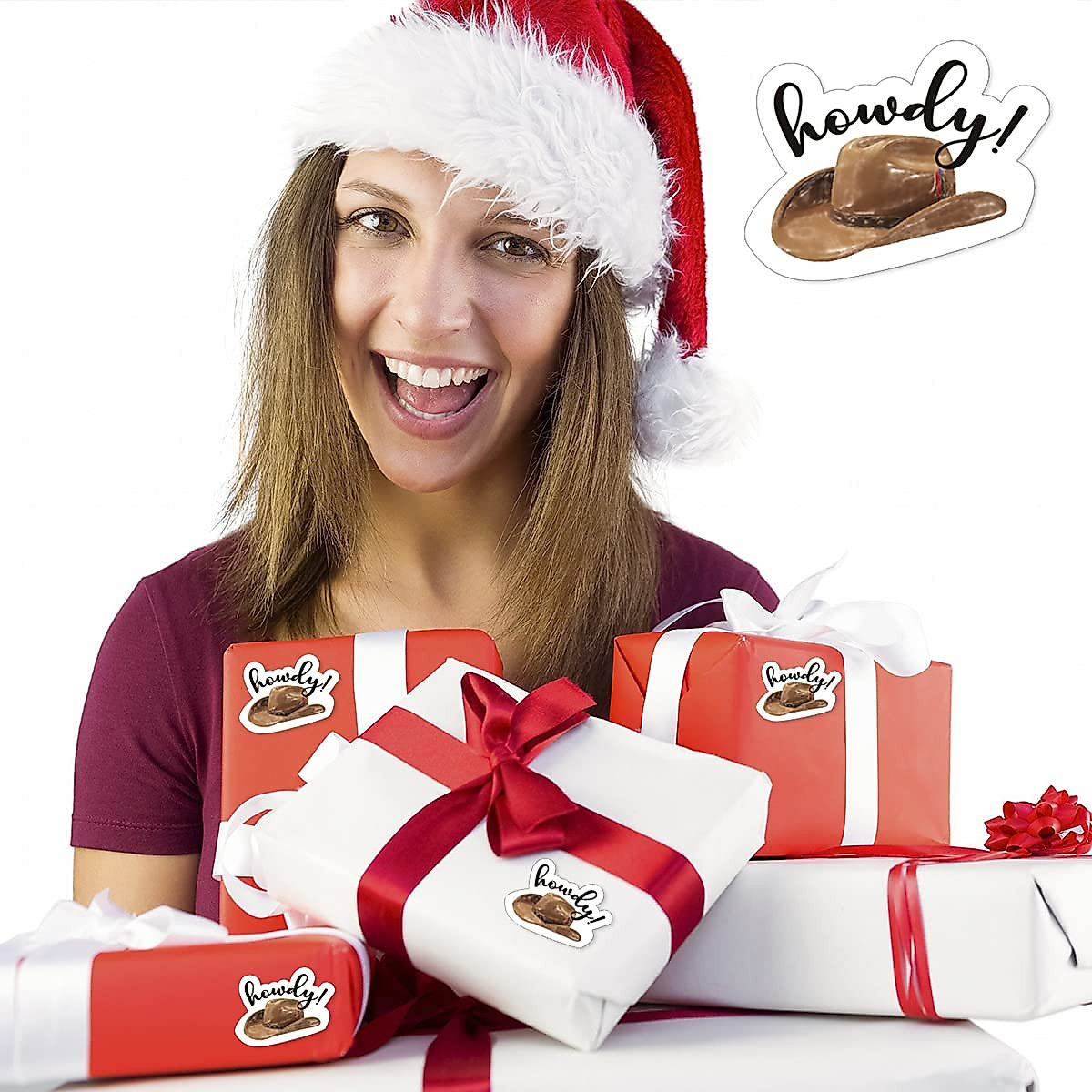 muminglong 1.5 Inch Howdy Sticker, Cowboy Hat Sticker,Thank You Sticker,Small Shop Sticker, Small Business, Handmade Sticker,Packaging Sticker, 500 PCS