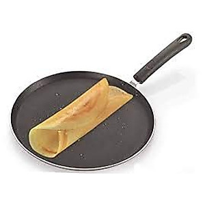 SHRIYA Aluminum Saute Fry Pan with Non-Stick Coating, Bakelite Handle, Suitable for Gas Stovetop, Fits 10" Diameter, 0.4" Thickness, Easy to Clean, Perfect for Crepes, Pancakes