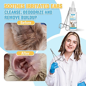 Ninibabie Dog Ear Cleaner,Dog Ear Powder for Hair Removal 42g,Dog Ear Infection Treatment with Pet Ear/Nose Hair Puller Grooming Hemostat,Remove Ear Wax&Odor