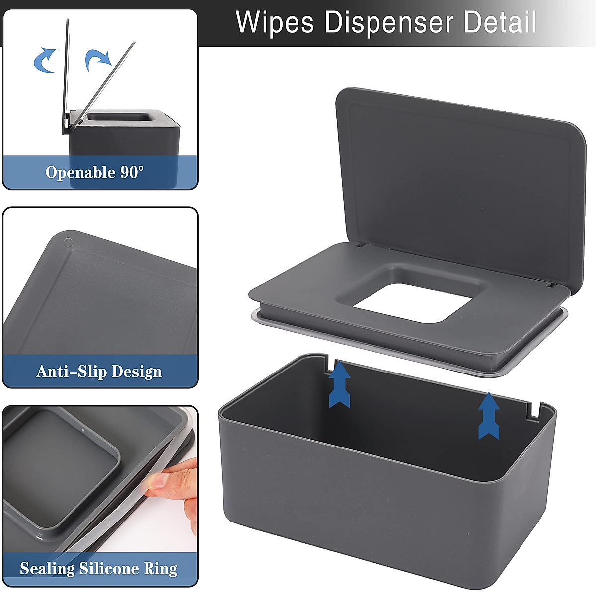 NOVWANG 3 Pack Baby Wipes Dispenser Wipe Holder with Lids, Keeps Wipes Fresh, Refillable Wipes Container with Sealing Design, Bathroom Tissues Wipes Case Box